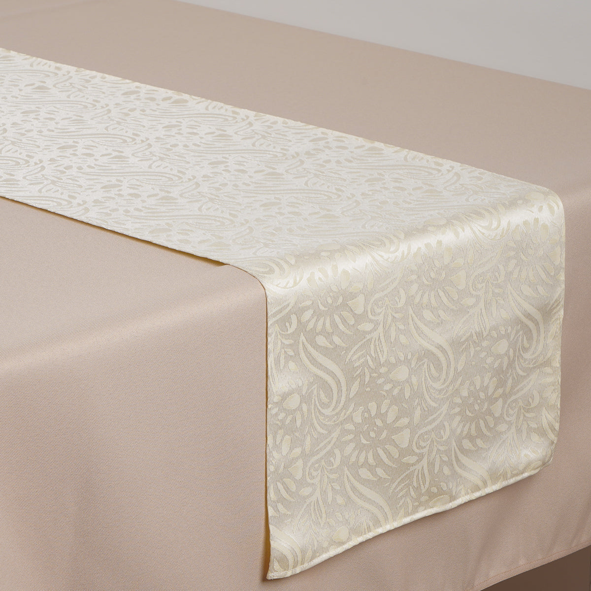 Cream Embossed Floral Polyester Table Runner – Tablecloth Kingdom